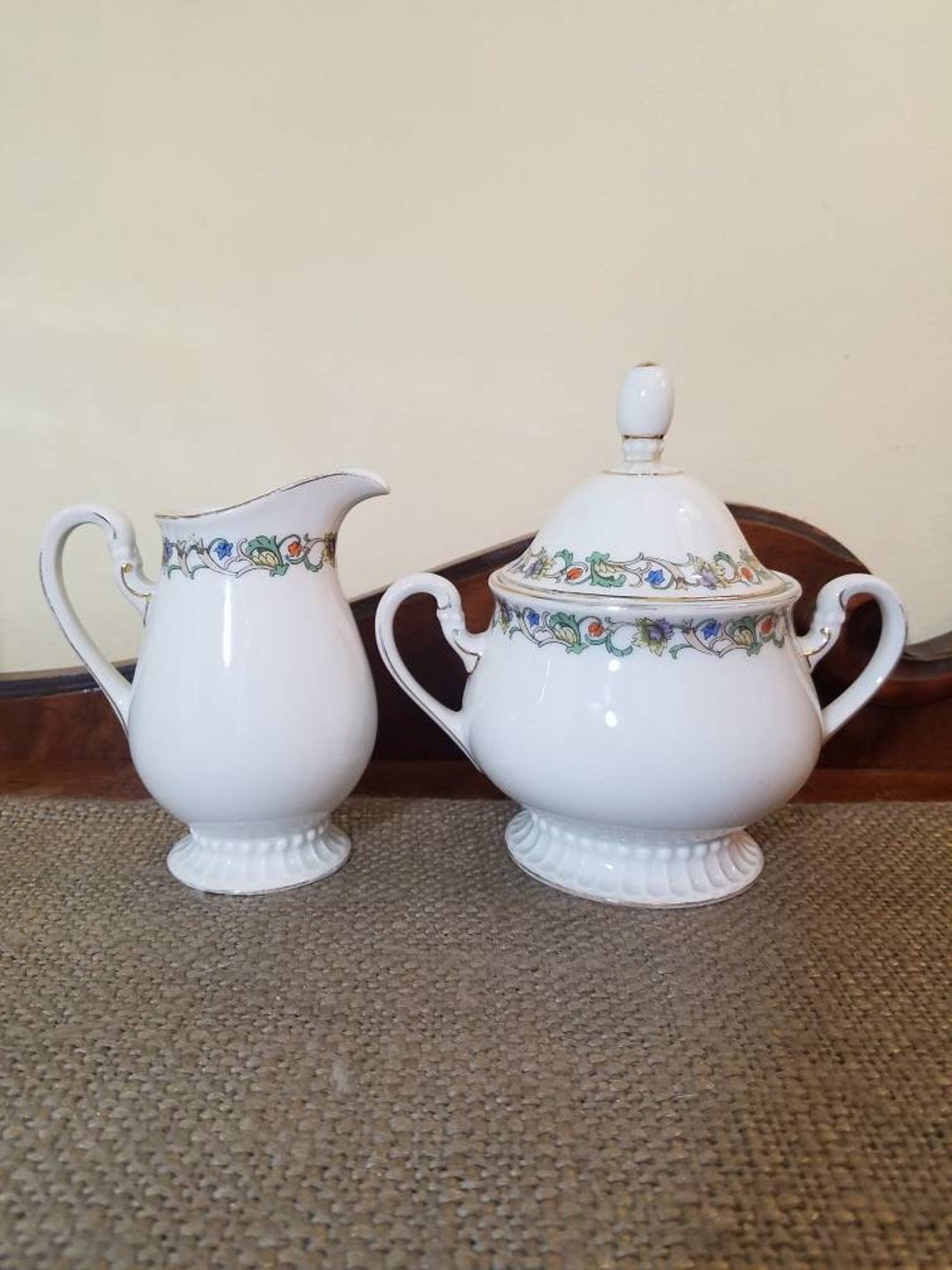 Vintage PMR Jaeger & Co Cream Pitcher and Sugar Bowl With Lid, Floral ...