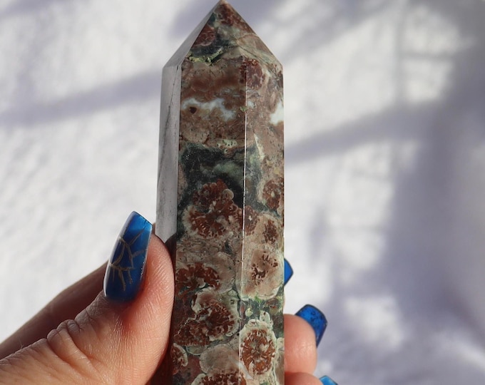 Green Sakura Crystal Tower, Green Cherry Blossom Agate Crystal Point - Etsy