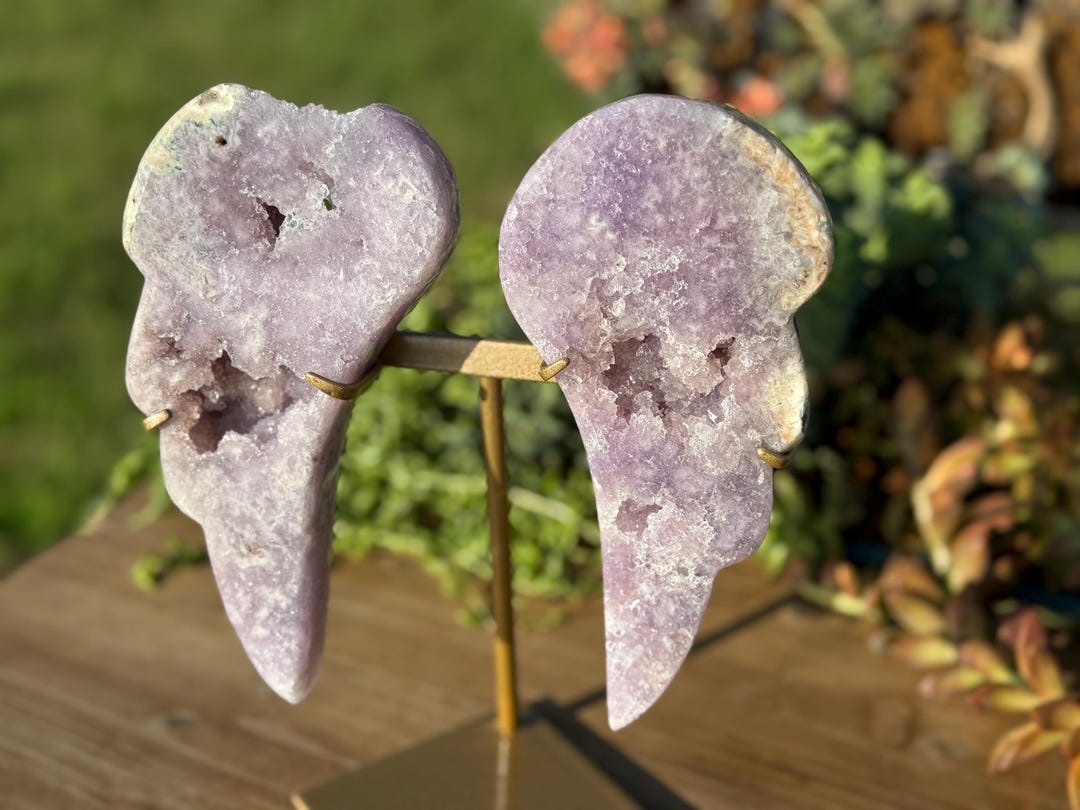 Amethyst Angel Wings on Metal Stand From Brazil - Etsy
