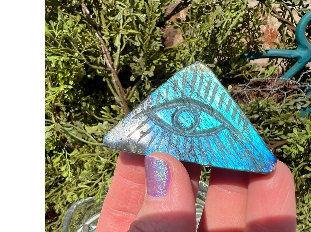 Labradorite Evil Eye Pyramid Carving - Etsy