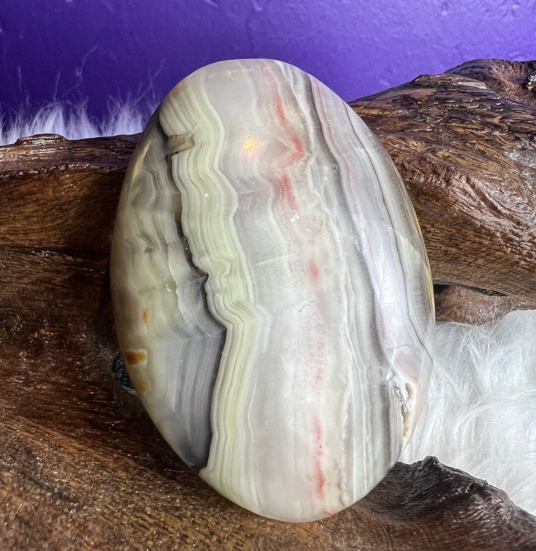 Pink Banded Onyx Palm Stone - Etsy