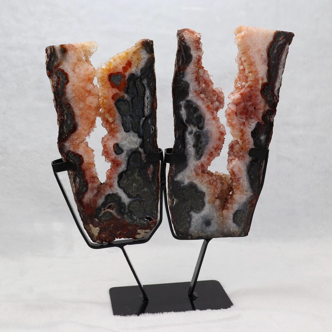 Druzy Red Marcasite Slabs on Stand - Carnelian Marcasite - Etsy