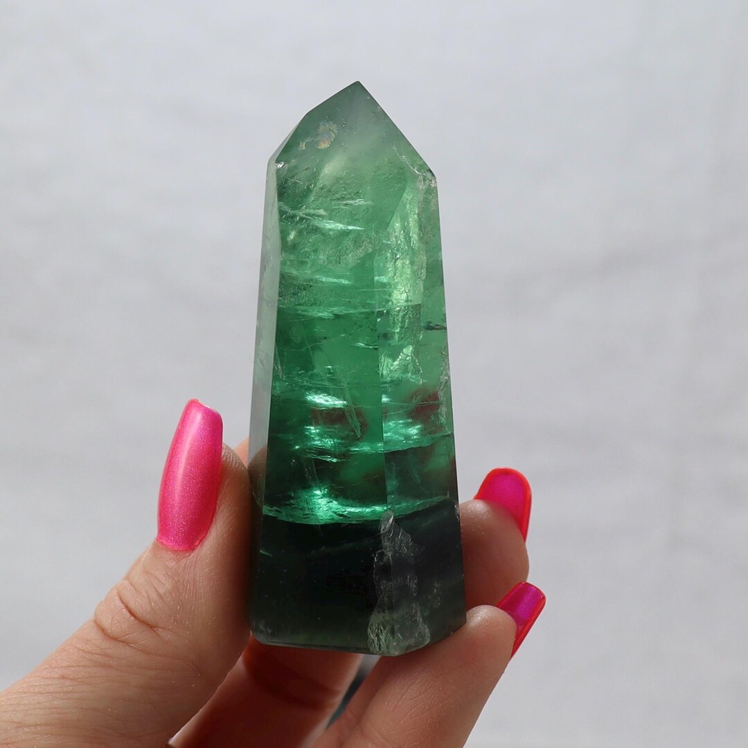 Green and Purple Fluorite Towers With Rainbows, You Choose - Etsy