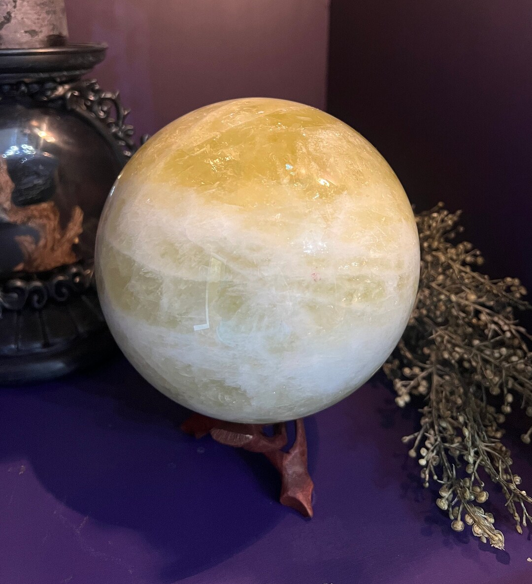 Large Green Citrine Crystal Sphere - Etsy