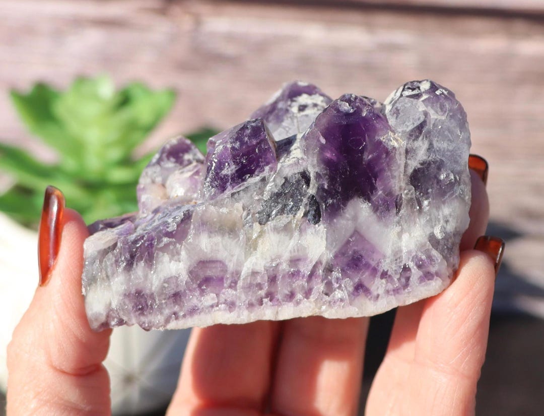 Chevron Amethyst Sliced Cluster, Dream Amethyst Crystal Cluster - Etsy
