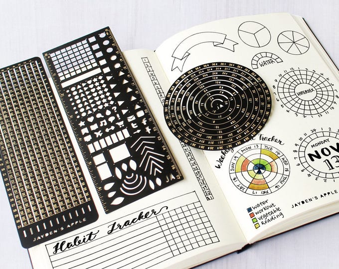 Journal Essential Stencil Set, Planner Stencil, Circle Chart Grid Chart ...