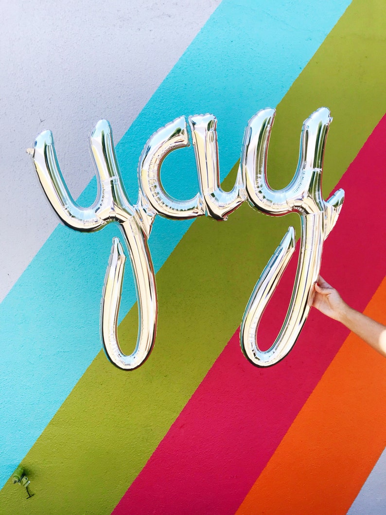 Yay Balloon Yay Cursive Balloon Yay Script Balloon - Etsy