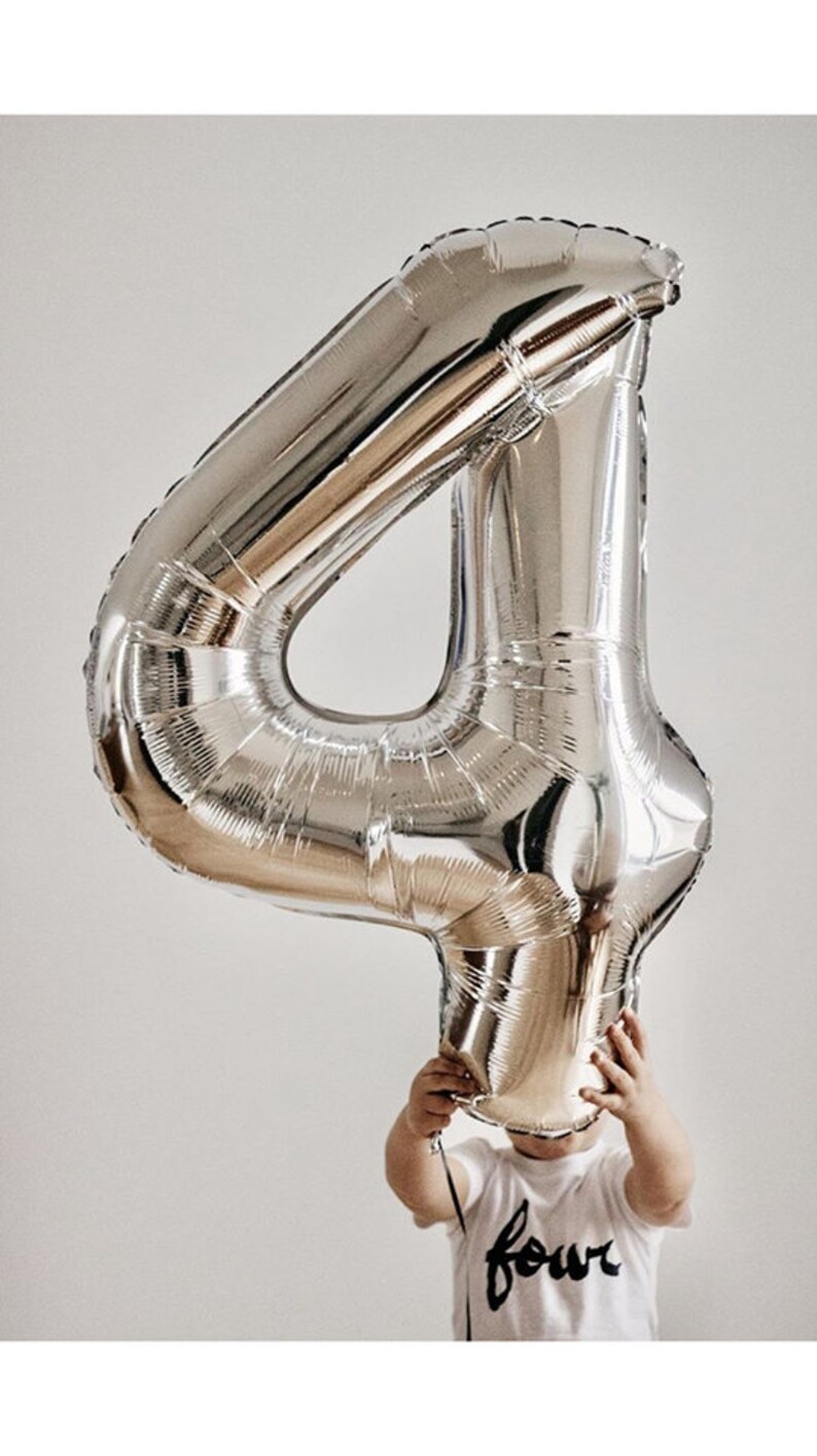 34 Giant Number 4 Gold Silver Rose Gold Mylar Balloon - Etsy