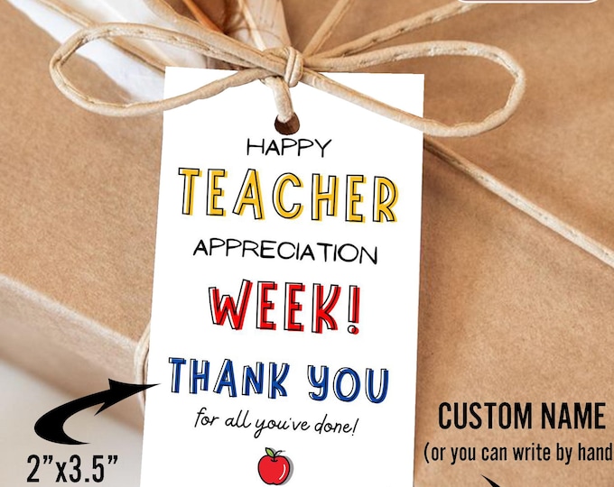 Printable Teacher Appreciation Gift Tag, Teacher Gifts Tag Label, Sweet ...