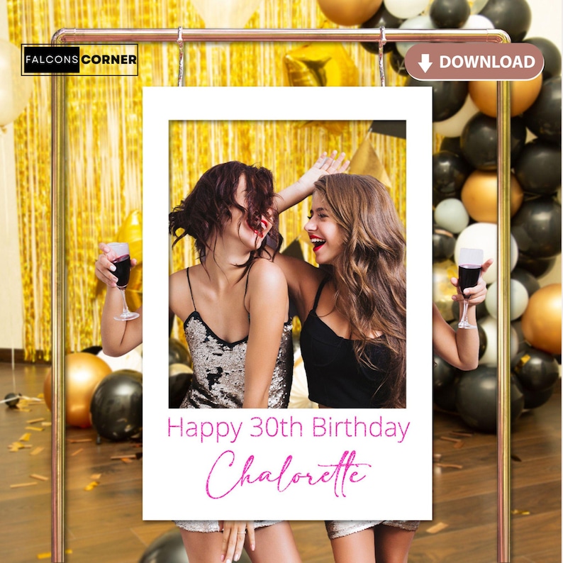 Birthday Photo Booth Frame: Printable Selfie Prop (digital Download) - Etsy