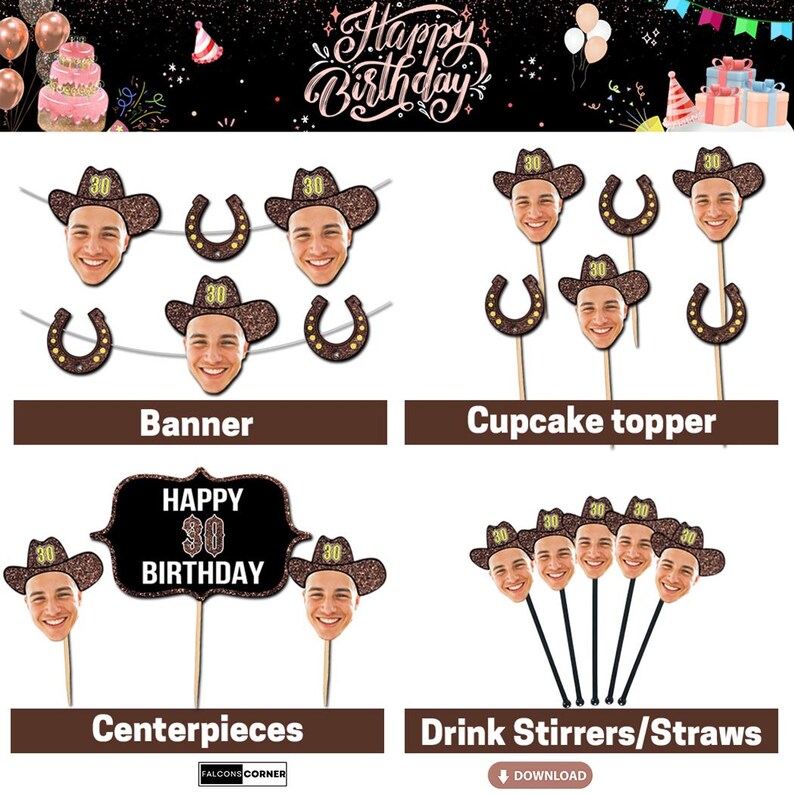 Cowboy Birthday Decorations: Printable Western Party Kit (digital ...