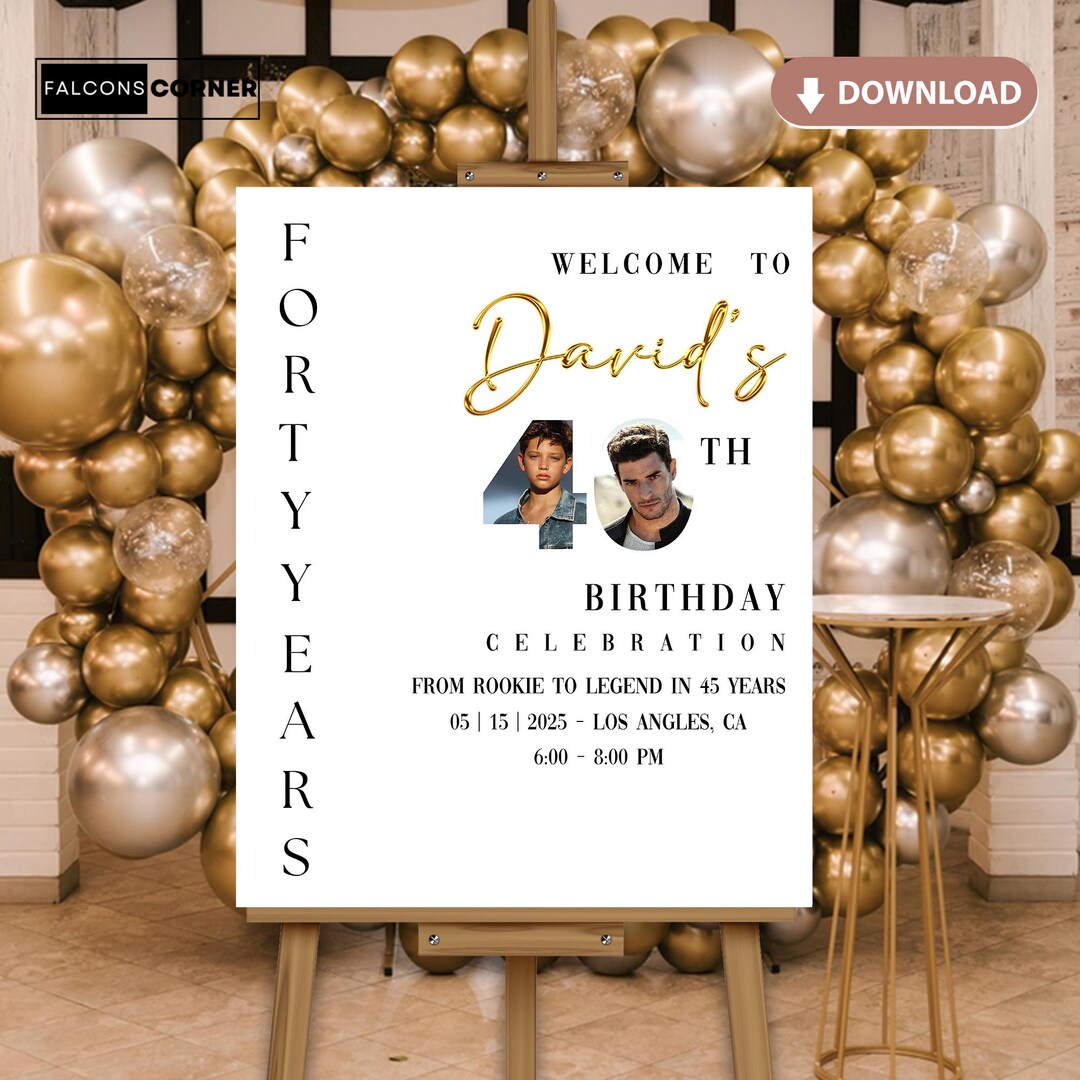 Birthday Party Welcome Sign, Personalized Birthday Poster Board Digital ...