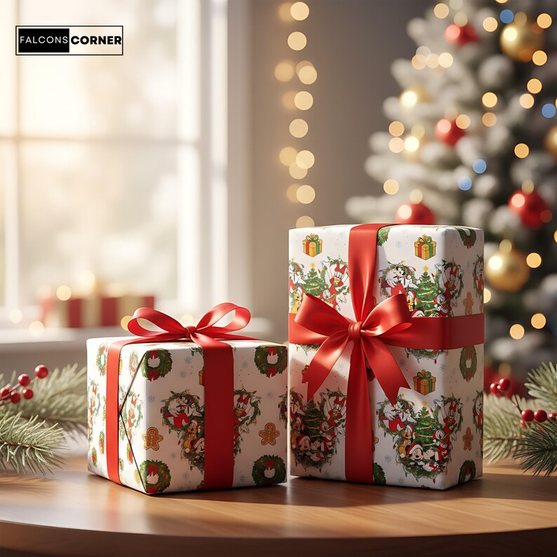 Mickey Mouse Christmas Wrapping Paper: Disney Holiday Gift Wrap - Etsy