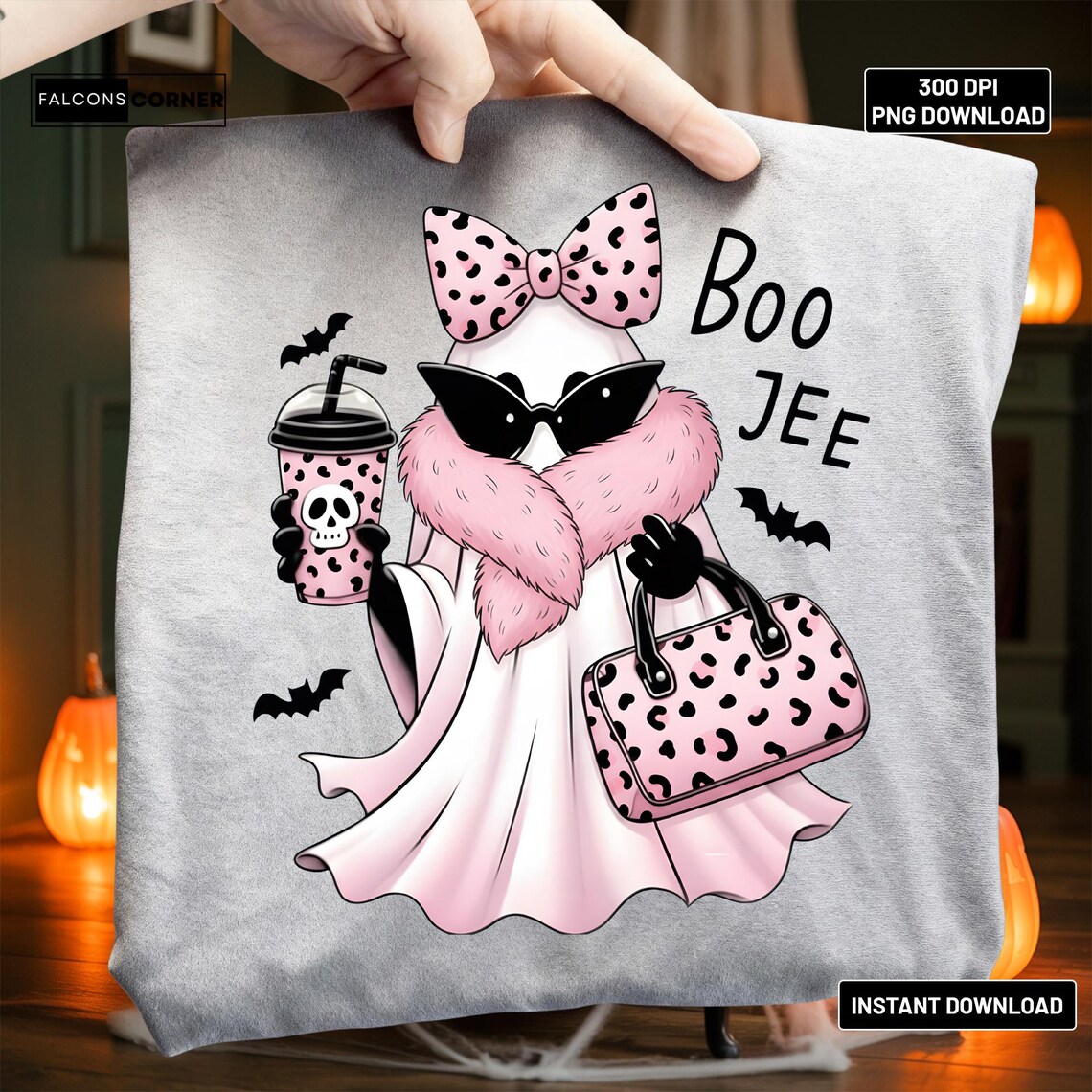 Leopard Print Ghost PNG: Boo Jee Halloween Shirt Design (digital ...