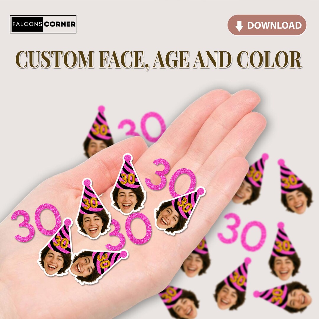 Custom Face Confetti: Personalized Birthday Party Decor (digital ...
