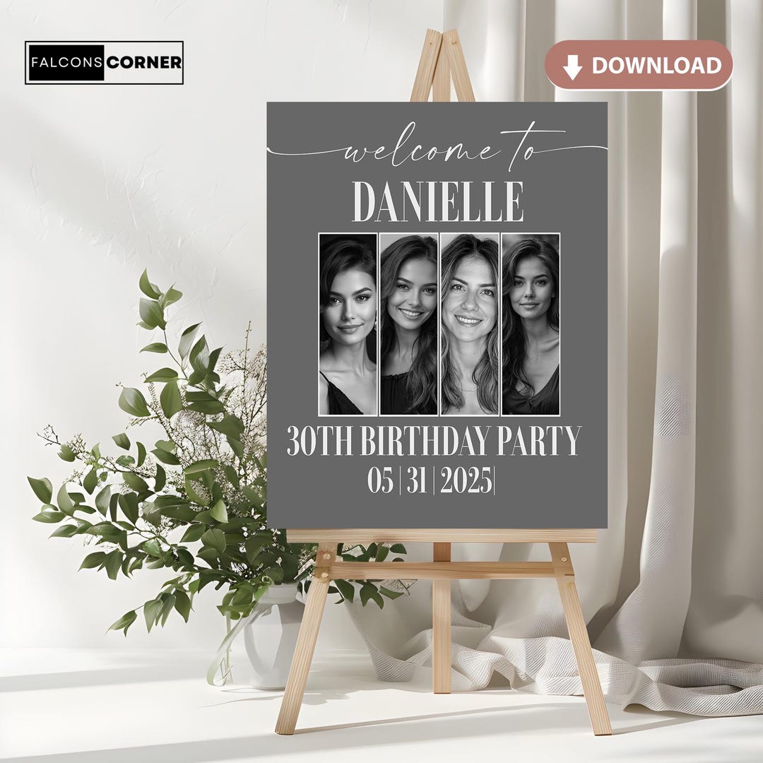 Custom Birthday Party Sign, Printable Vintage 30th Birthday Signs for ...