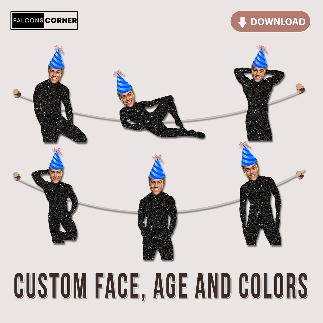 Birthday Decoration for Men, Funny Face Suit Banner Gift for Husband ...