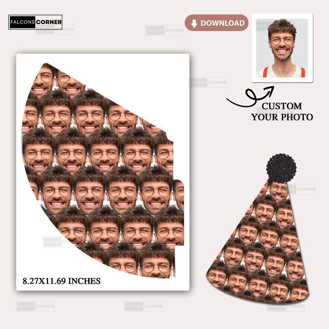 Personalized Photo Birthday Hats: Custom Printable Party Hats (digital ...