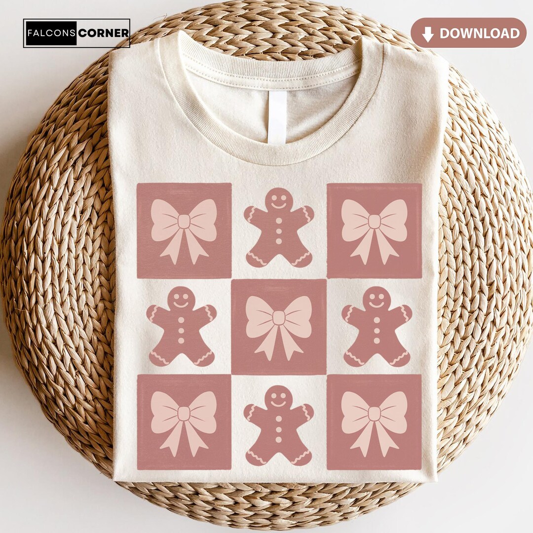 Retro Checkered Gingerbread Man PNG, Cute Coquette Christmas Design ...