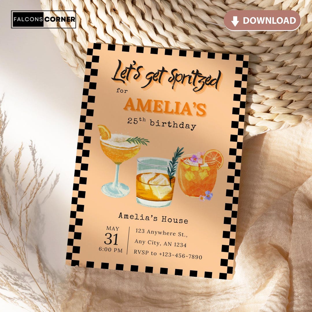 Aperol Spritz Party Invite Birthday Invitation Template Martini ...