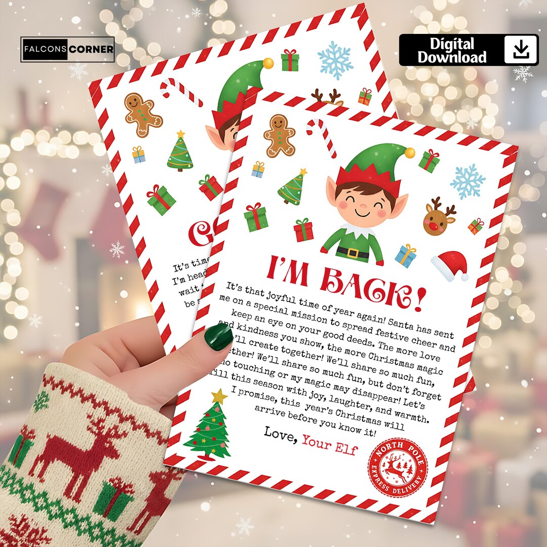 Elf Arrival and Goodbye Letters, Printable Christmas Elf Notes Digital ...