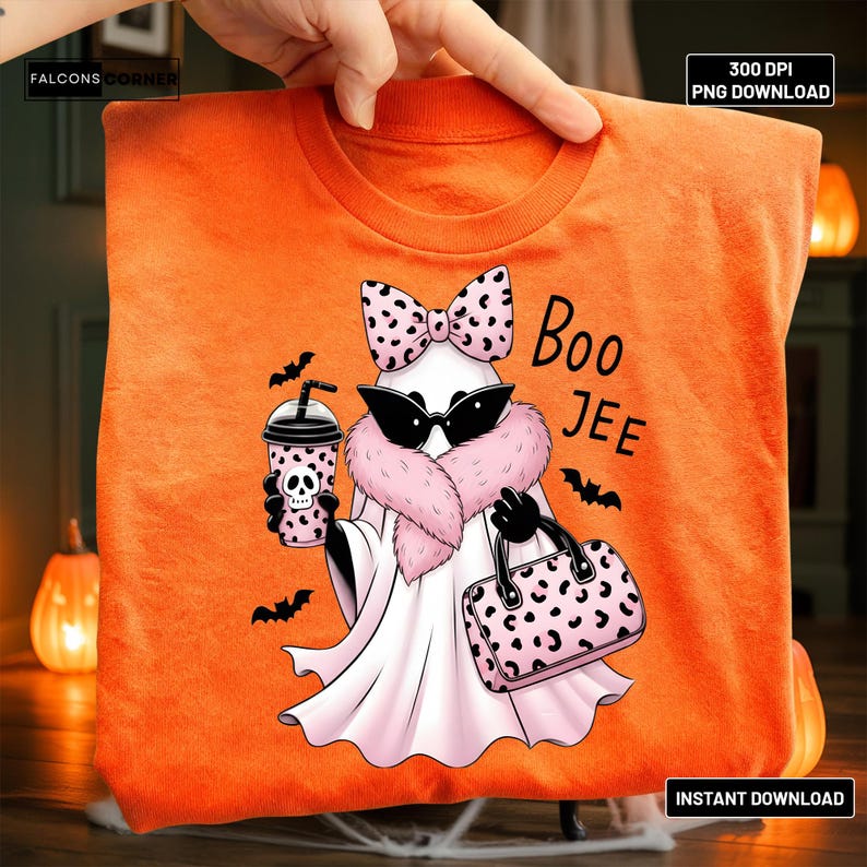 Leopard Print Ghost PNG: Boo Jee Halloween Shirt Design (digital ...