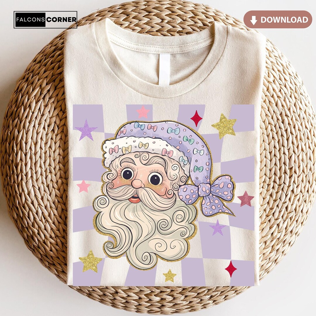 Checkered Santa Claus PNG, Retro Christmas Sublimation Design, Girly ...