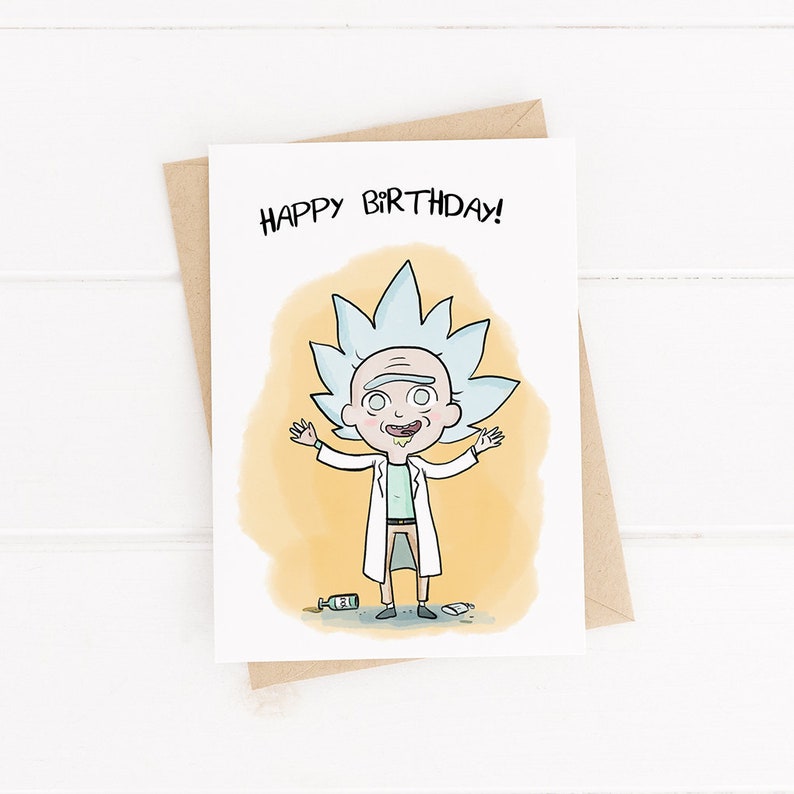 Funny Happy Birthday Printable Rick Happy Birthday Card Cute - Etsy