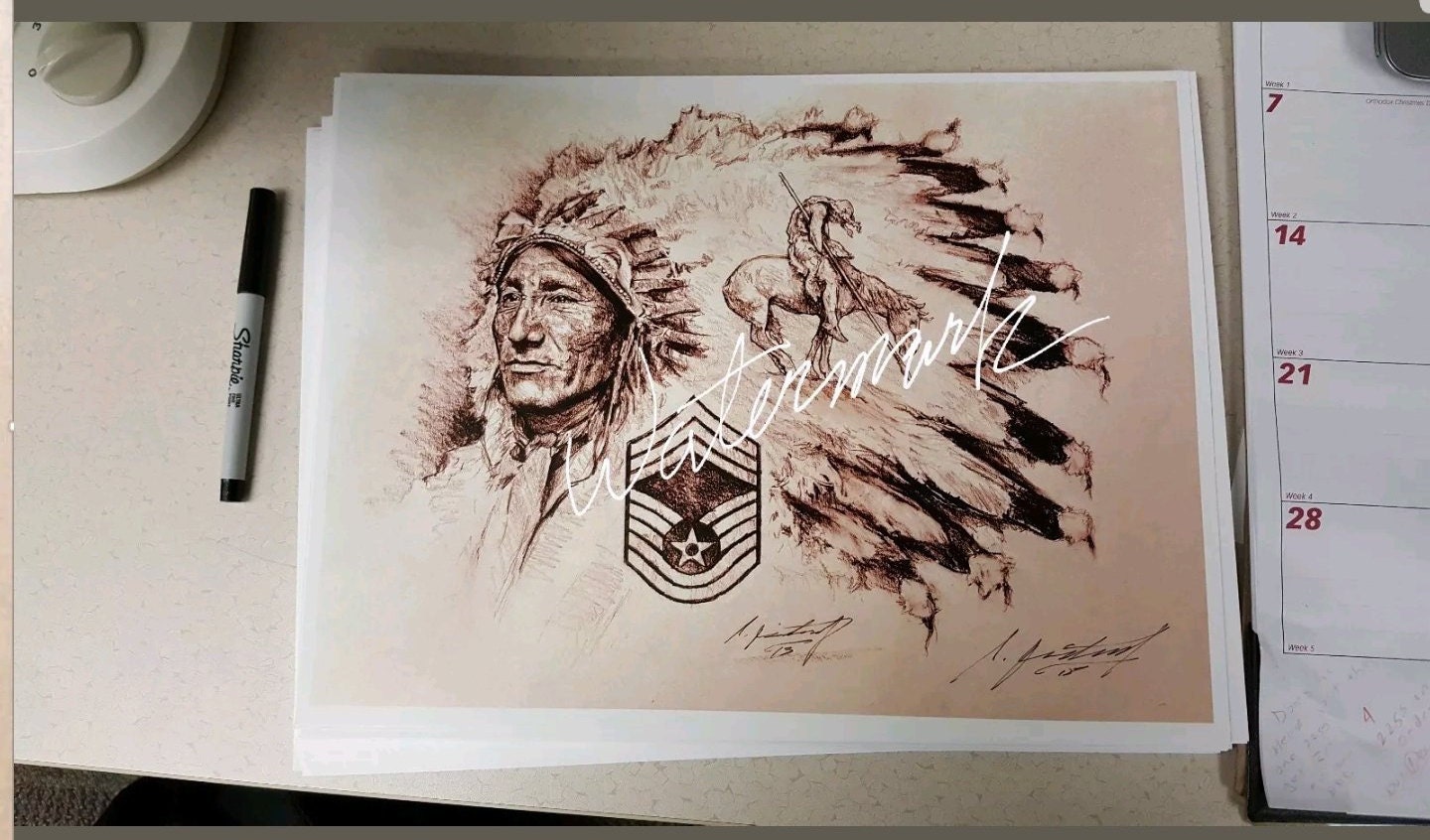 Chief Master Sergeant Cmsgt Air Force Litho Lithograph Drawing - Etsy