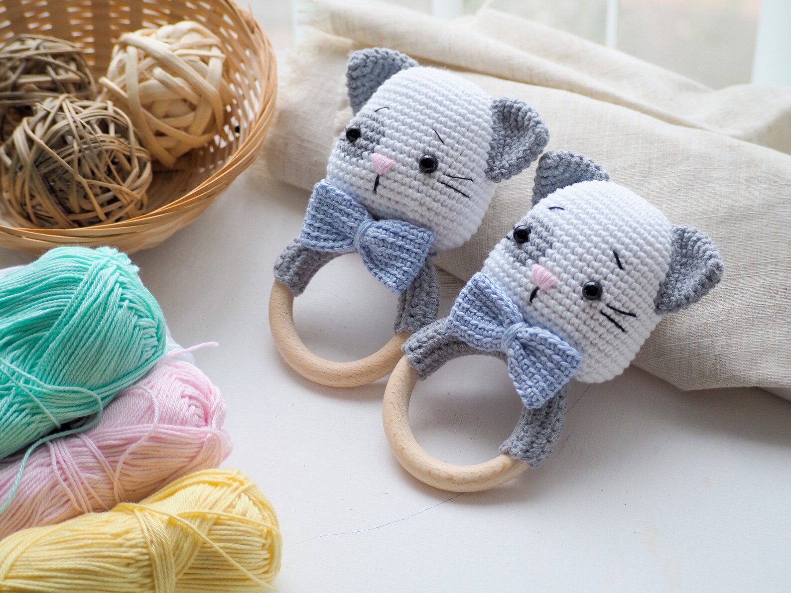 Crochet Cat Teether/rattle Pattern English PDF Kitty - Etsy