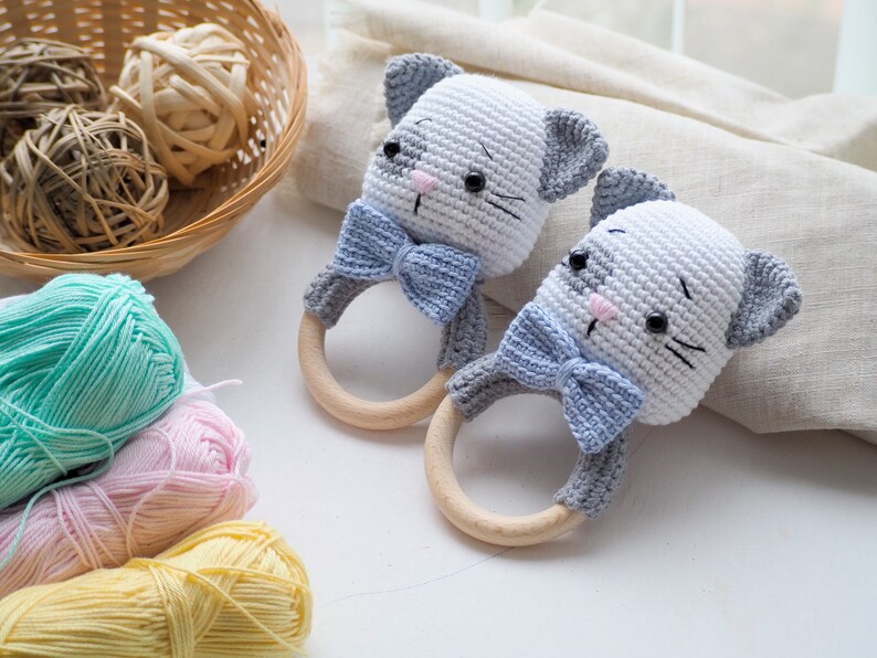 Crochet Cat Teether/rattle Pattern English PDF Kitty - Etsy