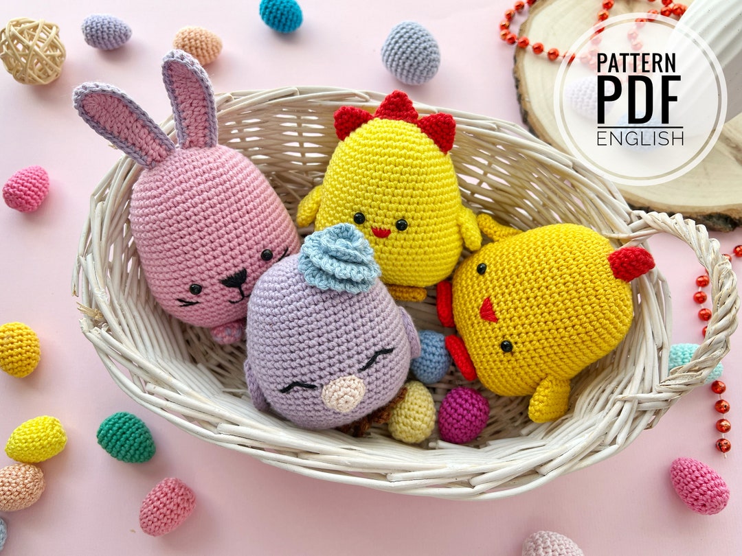 Crochet Easter Decorations: Bird, Bunny, Rooster and Chick/ Pattern ...