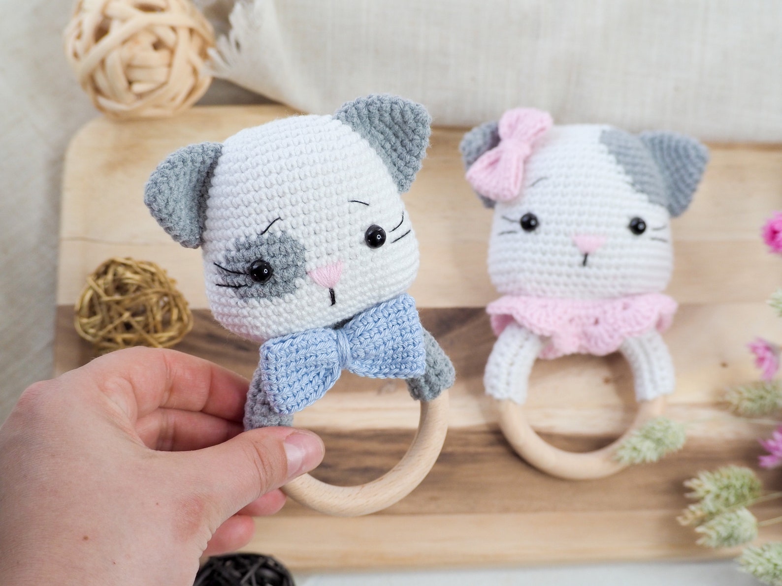Crochet Cat Teether/rattle Pattern English PDF Kitty - Etsy
