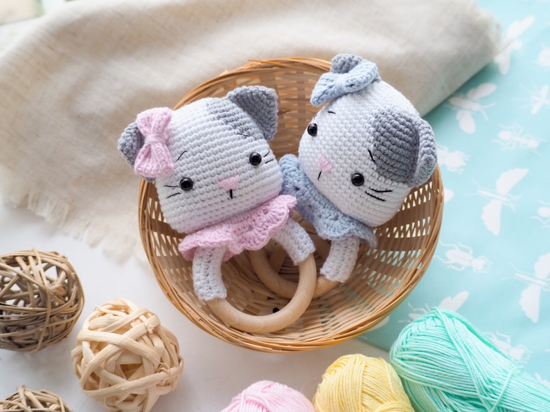 Crochet Cat Teether/rattle Pattern English PDF Kitty - Etsy