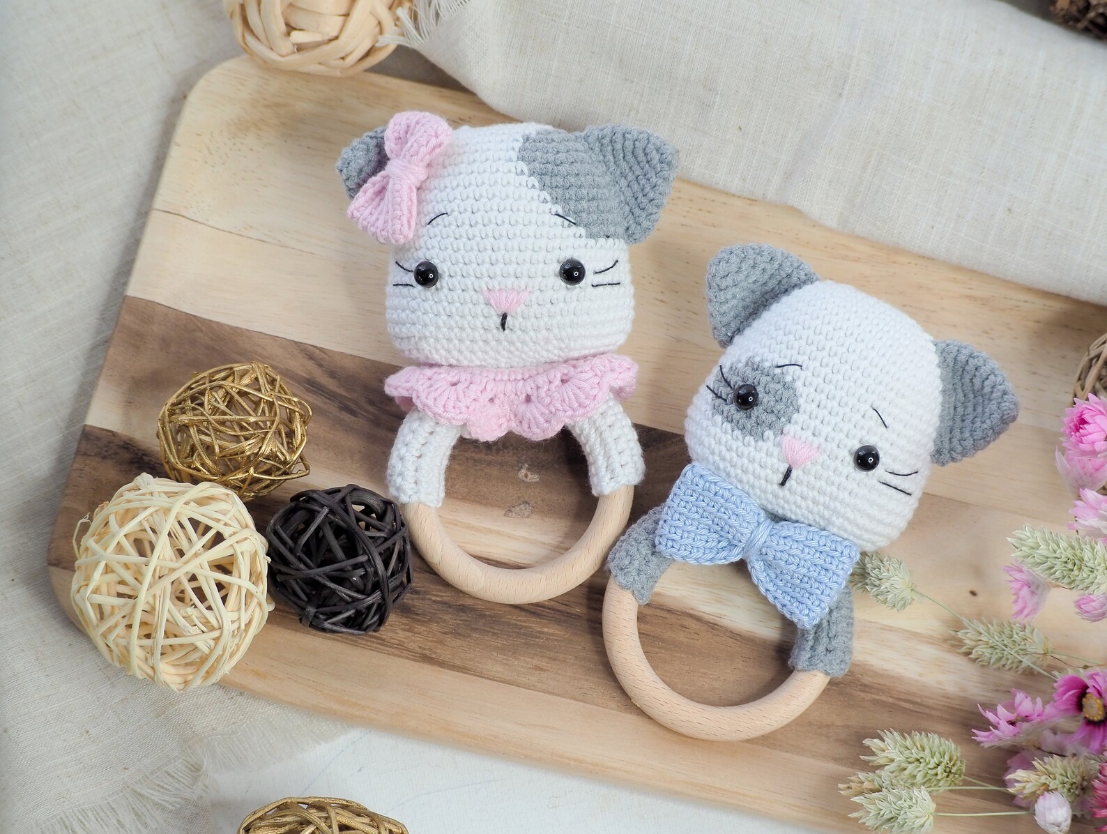 Crochet Cat Teether/rattle Pattern English PDF Kitty - Etsy