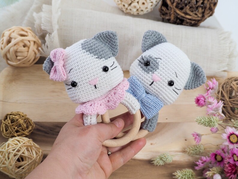 Crochet Cat Teether/rattle Pattern English PDF Kitty - Etsy