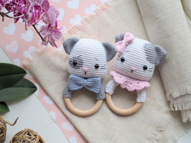 Crochet Cat Teether/rattle Pattern English PDF Kitty - Etsy