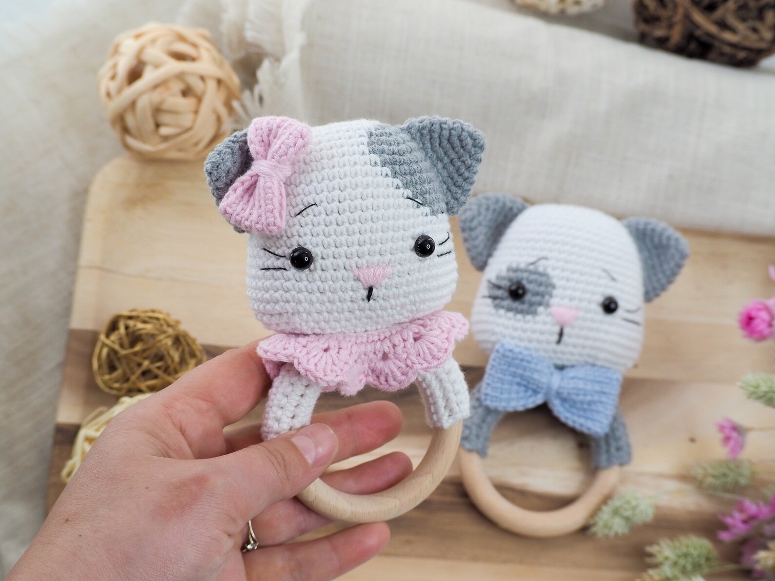 Crochet Cat Teether/rattle Pattern English PDF Kitty - Etsy