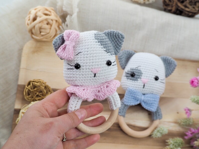 Crochet Cat Teether/rattle Pattern English PDF Kitty - Etsy