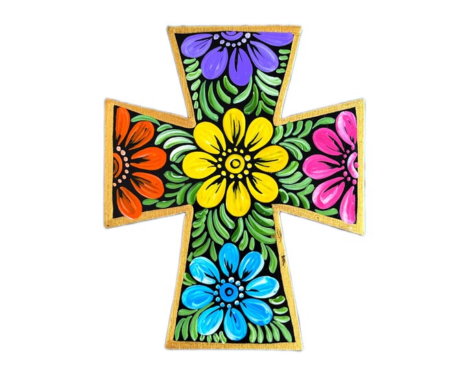 Mexican Wood Cross, Mexican Religious Art, Mexican Wall Decor, Mexican ...