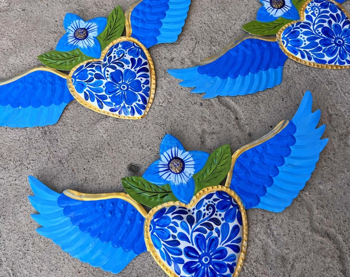 Talavera Heart, Mexican Tin Heart, Mexican Tin Art, Mexican Wall Decor ...