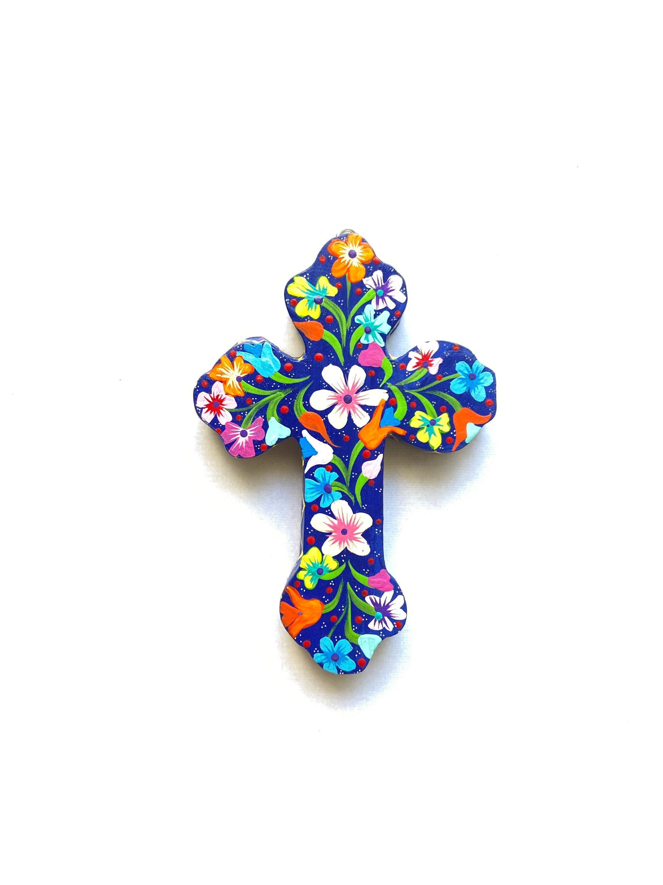 Mexican wood cross Mexican religious art Mexican wall decor | Etsy