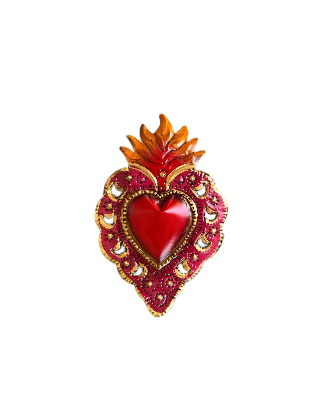 Mexican Tin Heart, Mexican Sacred Heart, Milagros Heart, Mexican Tin ...
