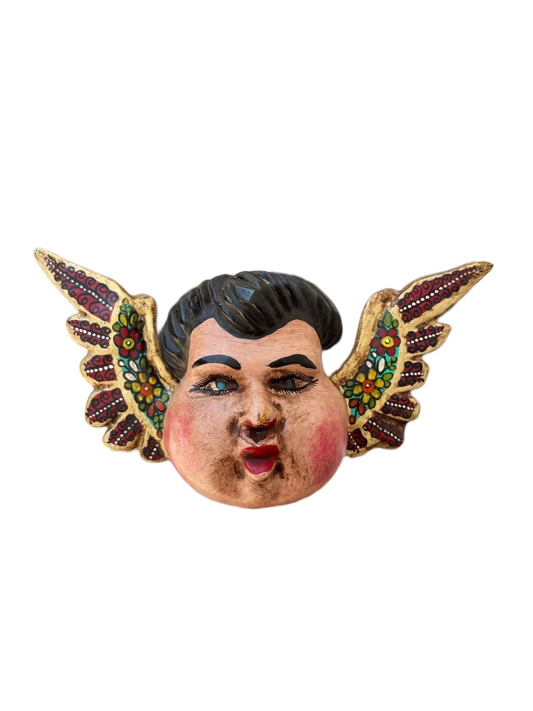 Mexican Angel Mask, Mexican Masks, Carved Wood Angel, Mexican Wall Art ...