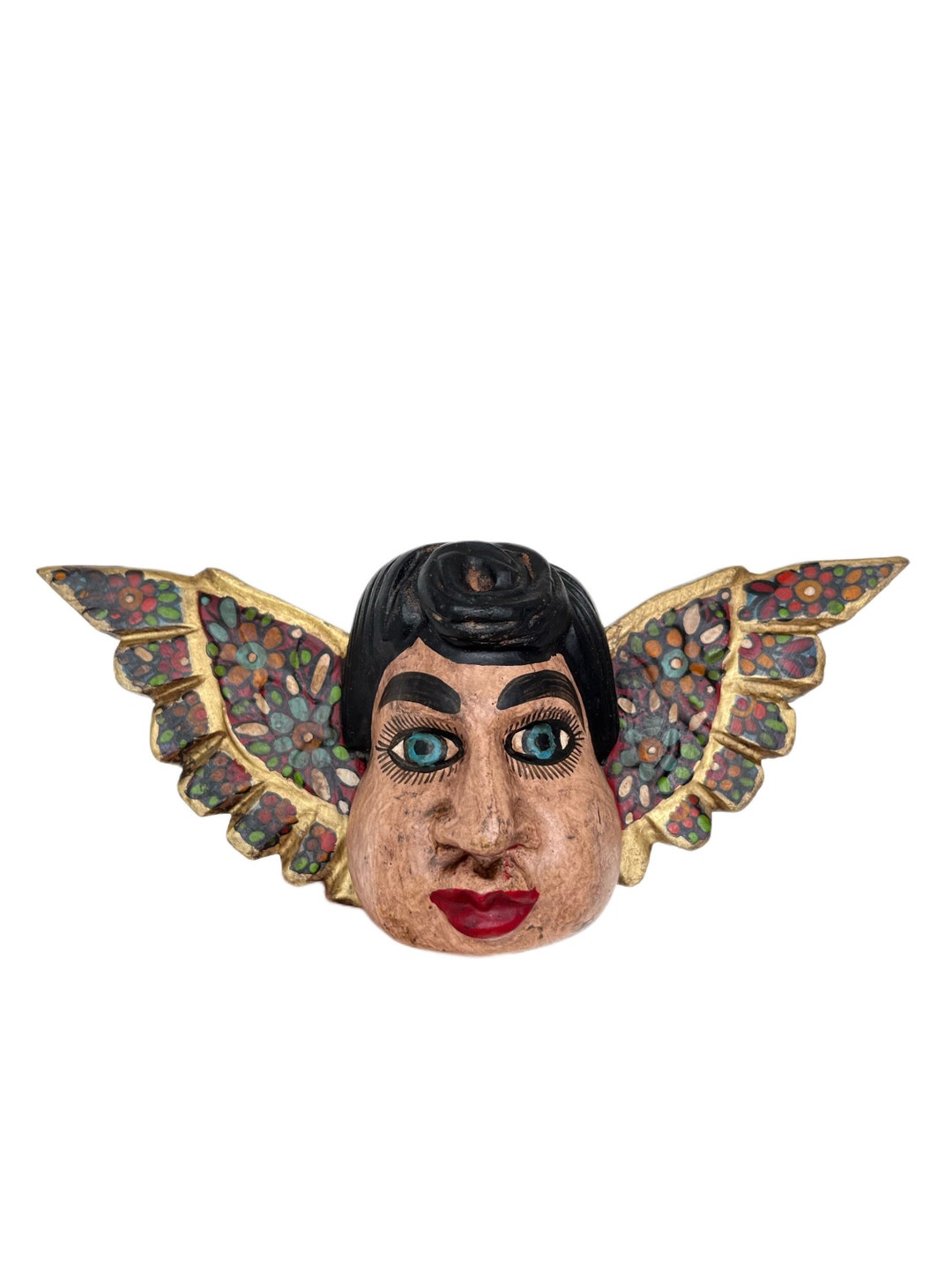 Mexican Angel Mask, Mexican Masks, Carved Wood Angel, Mexican Wall Art ...