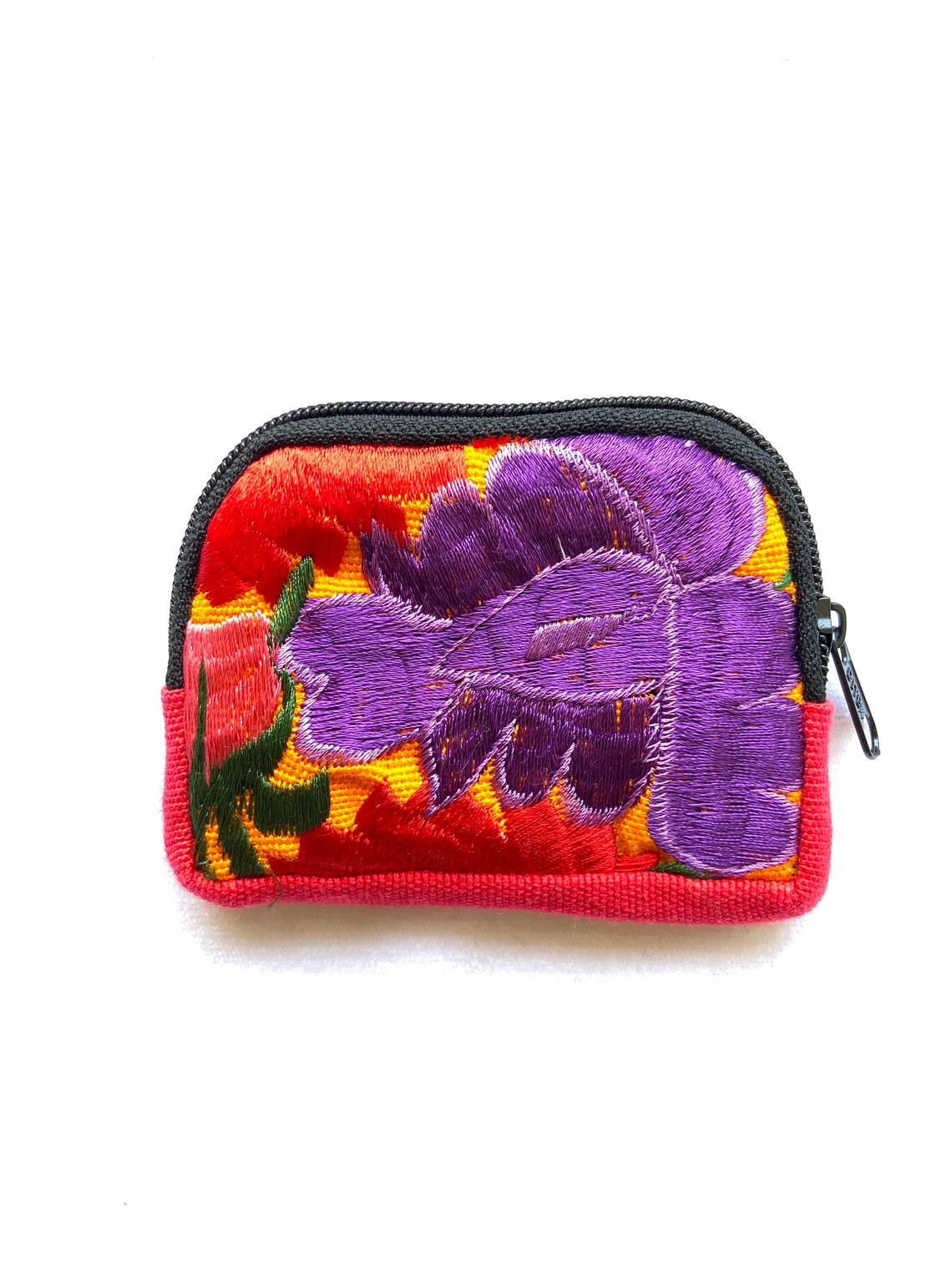 Embroidered Floral Mexican Coin Purse, Folk Art Pouch - Etsy