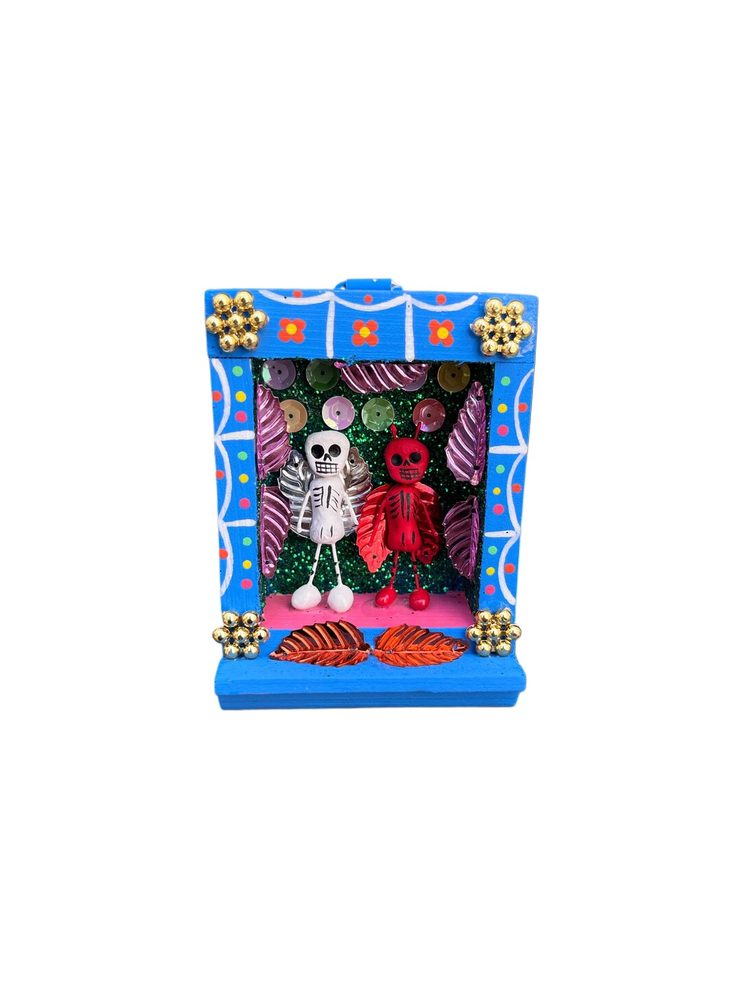 Hand-painted Mexican Nicho Shadow Box, Folk Art Devil Scene - Etsy