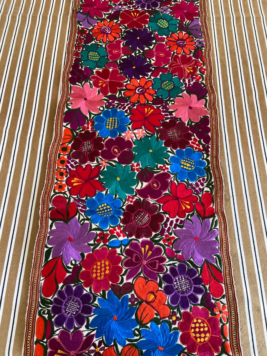 Mexican Embroidered Table Runner, Mexican Table Runner - Etsy