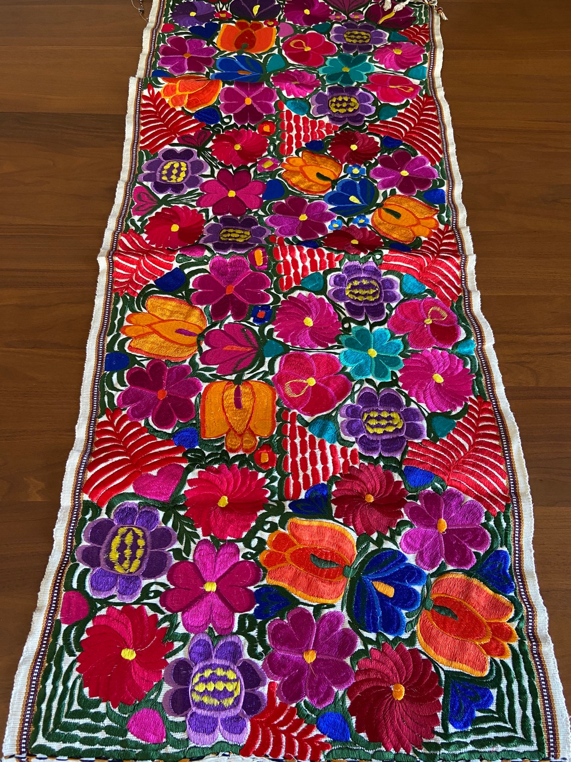 Mexican Embroidered Table Runner Mexican Table Runner - Etsy