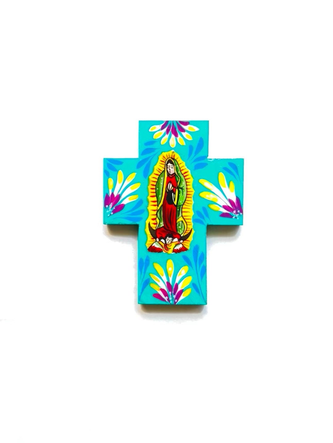 Mexican Cross, Mexican Wall Decor, Mexican Folk Art, Virgin of ...